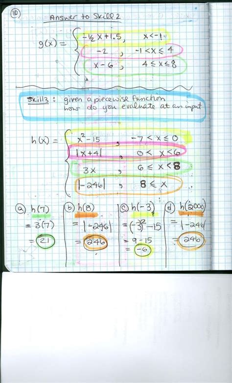 Piecewise Functions Math Interactive Notebook Algebra Notes