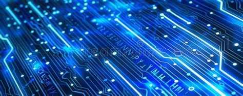 Dynamic Blue Circuit Board Closeup Visualizing Cyber Security And Data