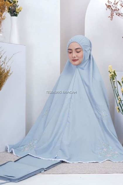 Telekung Rawdah Jasmina Series In Blue Bell