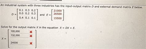 Solved An Industrial System With Three Industries Has The Chegg