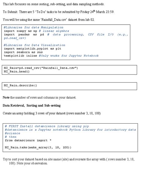 solved this lab focusses on some sorting sub setting and