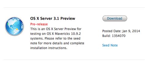 Os X Mavericks Server 31 Preview Available For Download