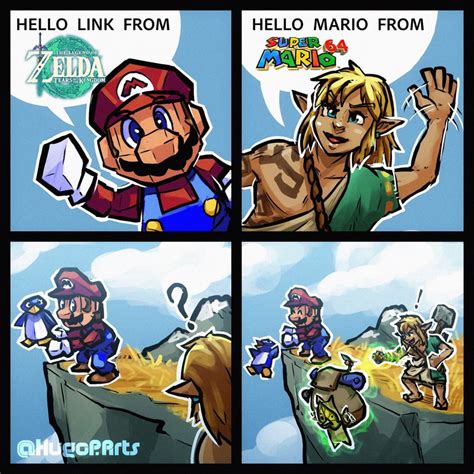 Link Mario Korok And Penguin The Legend Of Zelda And 3 More Drawn