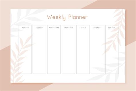 Wekelijkse Organisator Tijdschema Sjabloon Plan Weekdagen Vector Gratis Vector