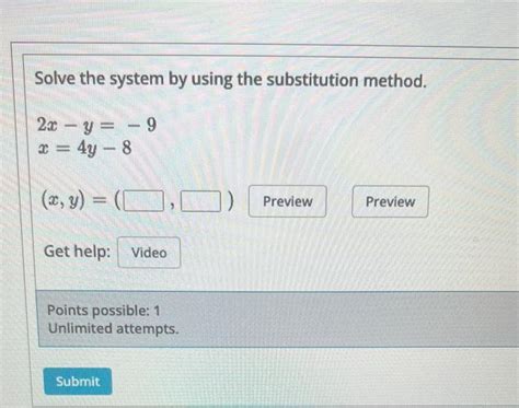 solved solve the system by using the substitution method