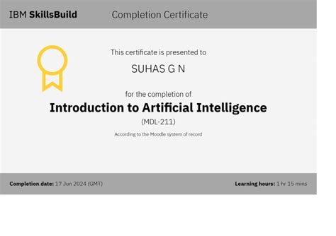 completed ibm skillsbuild course on ai suhas g n posted on the topic