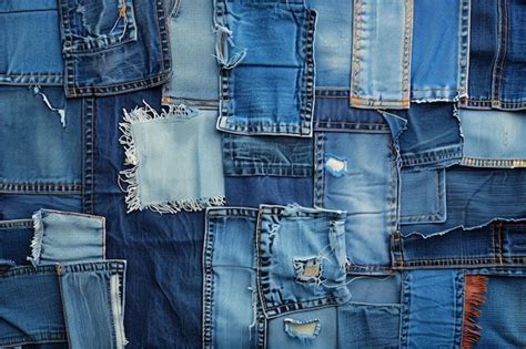 Denim Patchwork Pattern Background Premium Ai Generated Image