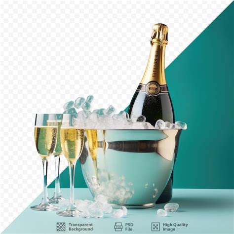 Premium Psd A Bottle Of Champagne With Ice In It And Champagne Glasses