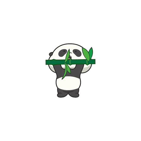 Un conjunto de lindos pandas que llevan bambú adorable Vector Premium
