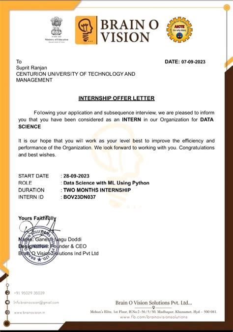 Suprit Ranjan On Linkedin Internship Brainvision Internshipjourney