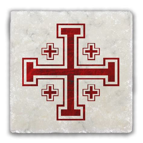 Crusader Cross Tumbled Stone Coaster Catholic To The Max Online