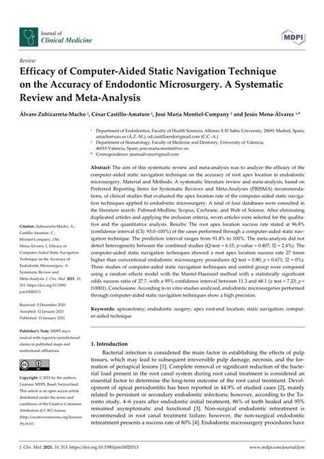 Pdf Efficacy Of Computer Aided Static Navigation Technique On The Accuracy Of Endodontic