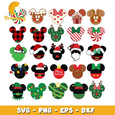 Mickey Mouse Head Christmas Bundle Svg Mickey Mouse Christmas Svg