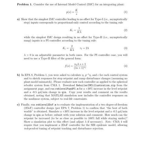 Solved Problem 1 Consider The Use Of Internal Model Control