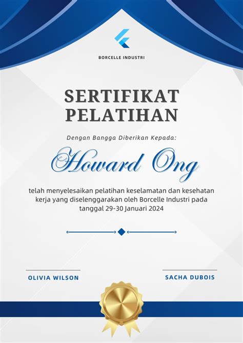 Contoh Sertifikat Pelatihan Gratis And Siap Edit Canva