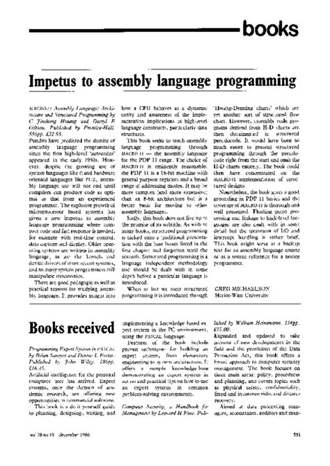 Pdf Macro 11 Assembly Language Architecture And Structured Programming