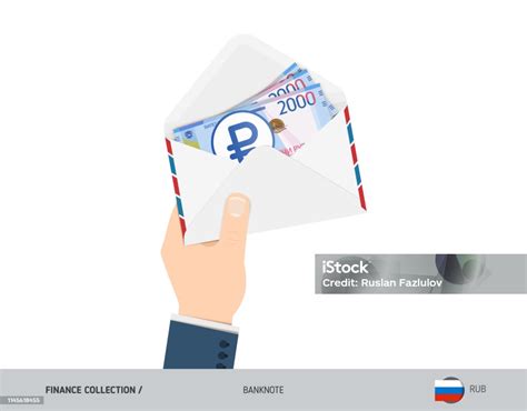 2000 러시아 루블 지폐 봉투에 들고 있습니다 플랫 스타일 현금으로 흰색 봉투를 열었습니다 급여 지급 또는 부패 개념 2000년에 대한 스톡 벡터 아트 및 기타 이미지