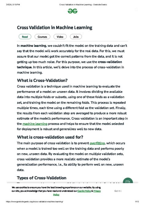 Cross Validation In Machine Learning Geeksfor Geeks Read Courses