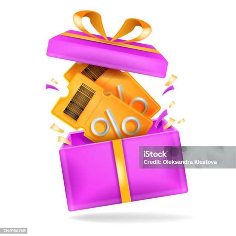 3d 할인 쿠폰 일러스트레이션 벡터 이벤트 티켓 아이콘 배지 기프트 박스 특별 바우처 컨셉 3차원 형태에 대한 스톡 벡터 아트 및 기타 이미지 Istock