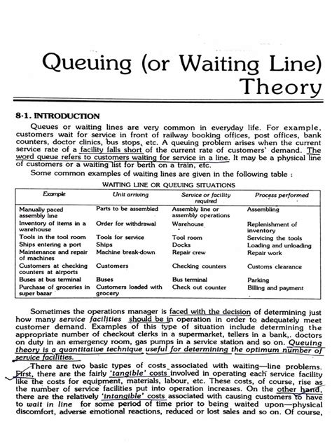 Queuing Or Waiting Line Theory Pdf Applied Mathematics Mathematics