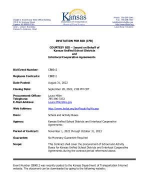Fillable Online INVITATION FOR BID IFB COURTESY BIDIssued On Fax