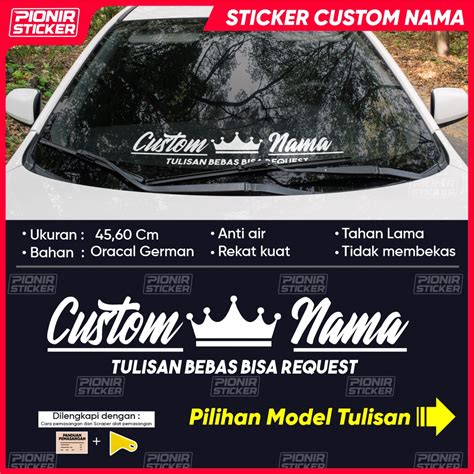 Jual Stiker Nama Mobil Motif Cutting Sticker Custom Kaca Mobil Shopee