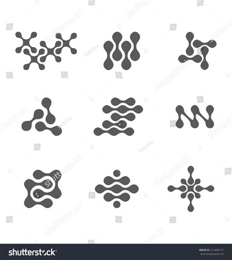 nanotechnology set icons symbols design elements such as logos
