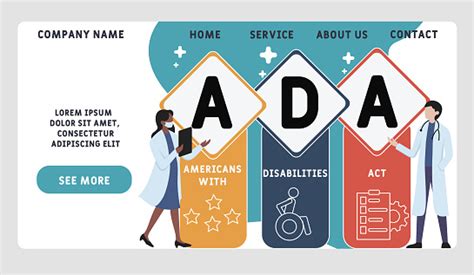 벡터 웹 사이트 디자인 템플릿 Ada 장애인 법 약어 의료 개념 고객에 대한 스톡 벡터 아트 및 기타 이미지 고객 디자인