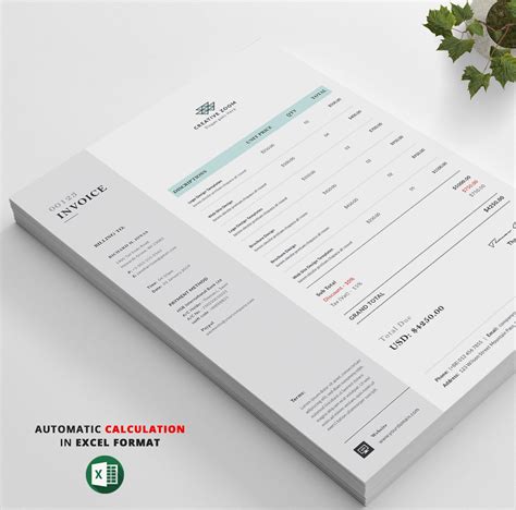 Invoice Template MS Excel Auto Calculation Features Etsy