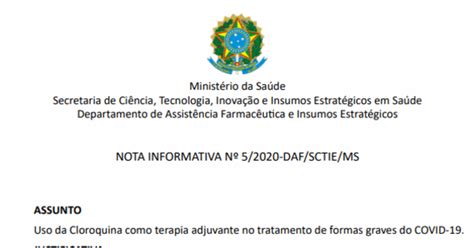 Uso Da Cloroquina E Hidroxicloroquina Segundo O Mctic 27032020