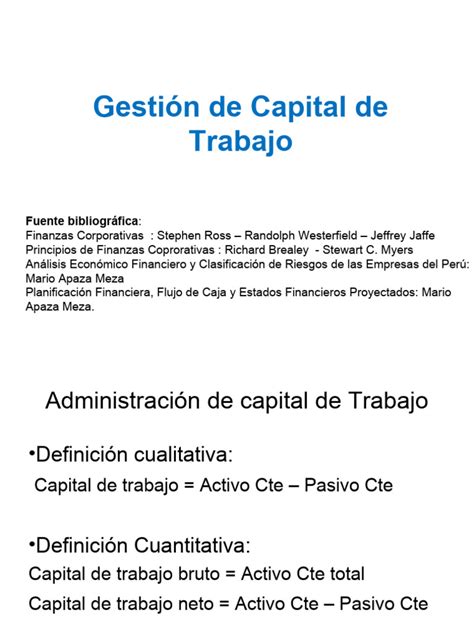 Estrategias En Gestión De Capital De Trabajo Pdf Capital De Trabajo