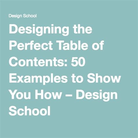Designing The Perfect Table Of Contents Examples To Show You How Table Of Contents Table