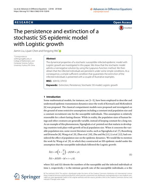 Pdf The Persistence And Extinction Of A Stochastic Sis Epidemic Model