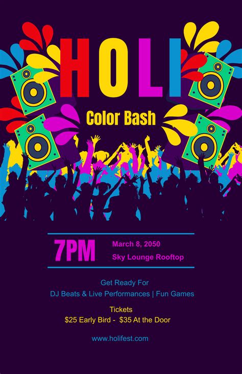 Free Happy Holi Poster Template To Edit Online