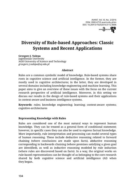 pdf diversity of rule based approaches classic systems and recent