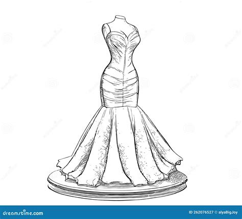 Wedding Dress On A Mannequin Hand Drawn Sketch Fashion And Clothing