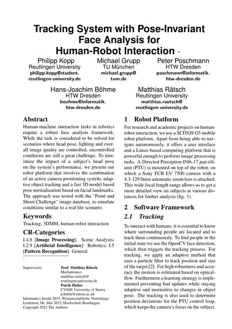 pdf tracking approach with pose invariant face analysis for human