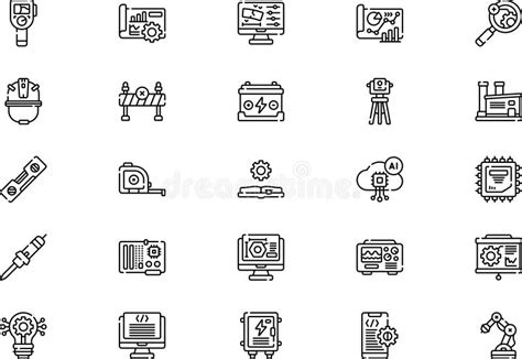 Engineering Icons Collection Is A Vector Illustration With Editable Stroke Stock Vector