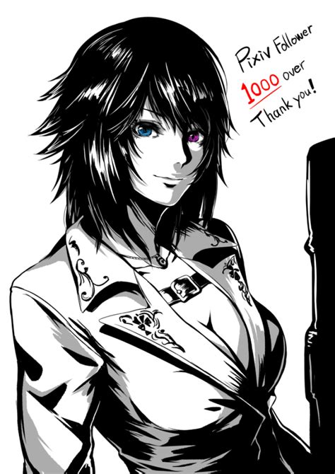 Safebooru 1girl Blue Eyes Breasts Cleavage Commentary Request Devil