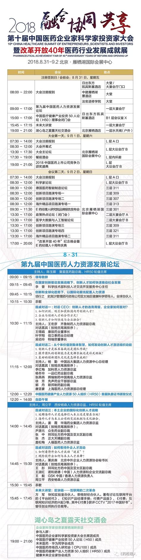 绝对震撼！第十届中国医药企业家科学家投资家大会最新议程图出炉…… 董事长
