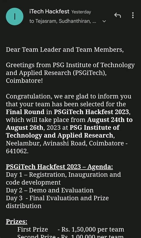 abishek r on linkedin psgitech hackathon