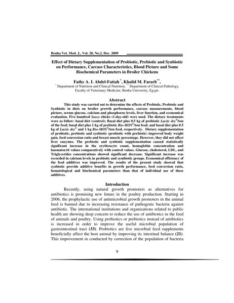 Pdf Effect Of Dietary Supplementation Of Probiotic Prebiotic And