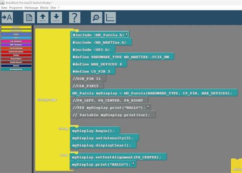 Ardublock X Led Matrix Mit Md Parola H Und Ledcontrol H Ansteuern