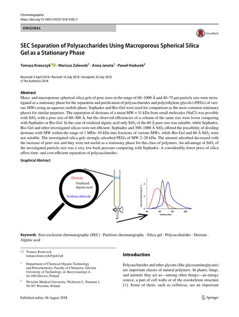 Pdf Sec Separation Of Polysaccharides Using Macroporous Spherical