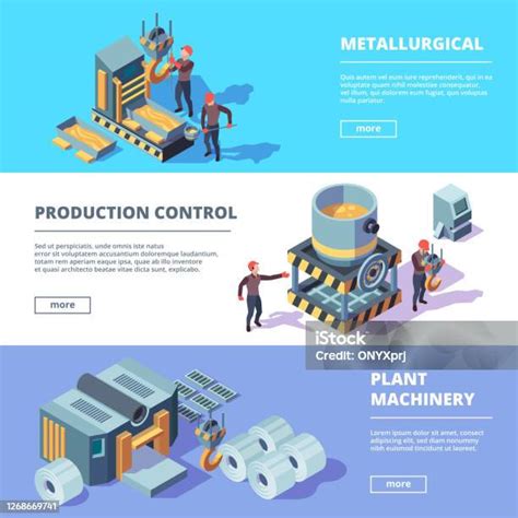 야금 배너 철강 중공업 장비 및 근로자 제조 산업 벡터 일러스트 템플릿 전기로에 대한 스톡 벡터 아트 및 기타 이미지 전기로 금속공학 강철 Istock