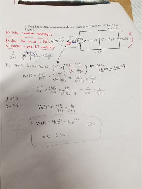 Solved Using Laplace Transform Analysis Techniques Derive Chegg