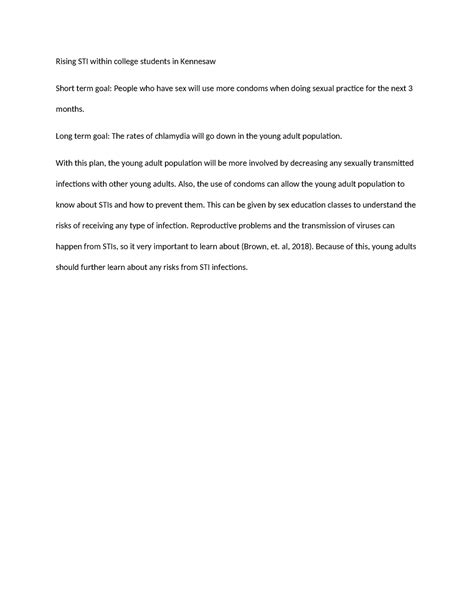 RUA Goals Rising STI Within College Babes In Kennesaw Short Term Goal People Who Have