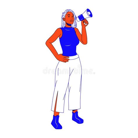 矢量图抗议女性扩音器卡通插图孤立贴纸 向量例证 插画 包括有 分集 社区 民主 例证 动画片 288001134