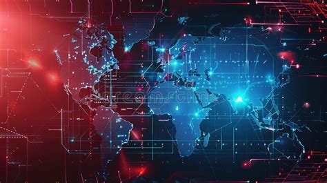 Digital Matrix Cybersecurity World Map With Highlighted Regions And