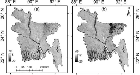 Sentinel 1 Composites From 2018 A Reference Image B Flooded Image Download Scientific
